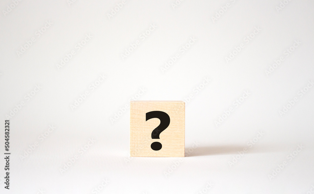 Question mark symbol. Concept words question mark on wooden cube ...