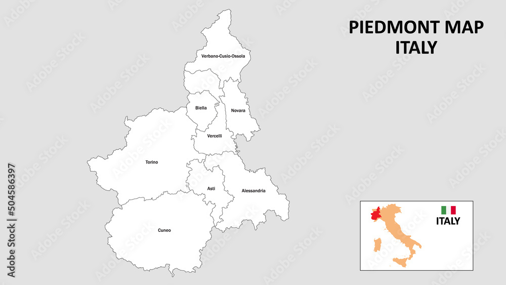 Piedmont Map. State and district map of Piedmont. Administrative map of ...