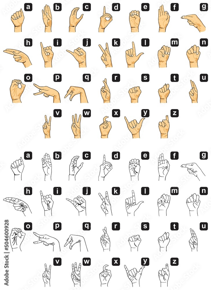 Asl alphabet hand american sign signal language letters finger spelling ...