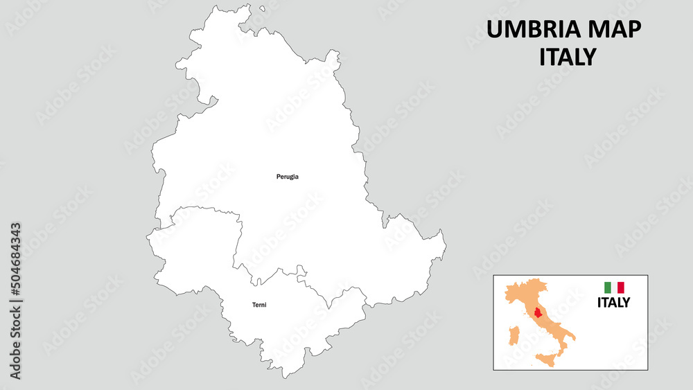 Umbria Map. State and district map of Umbria. Administrative map of ...