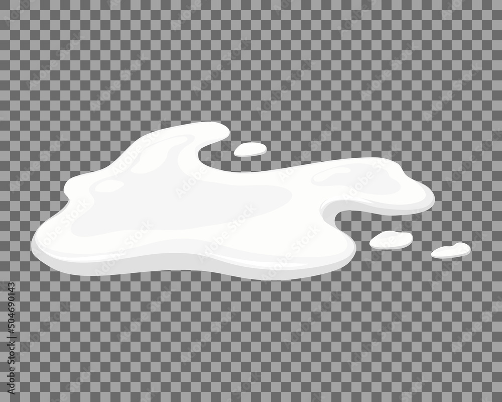 Milk spill on a transparent background. Puddle of white liquid, yogurt ...