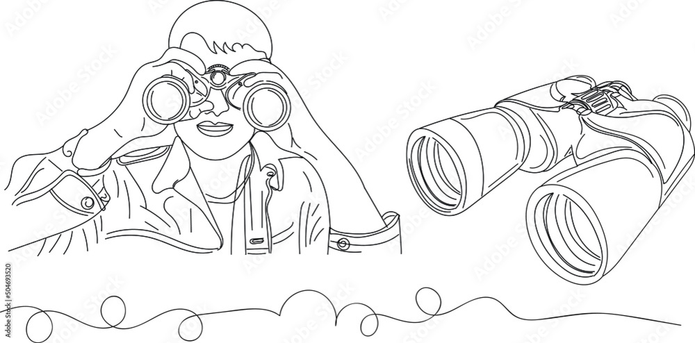 Binocular logo, Binocular sketch, outline sketch drawing of young man ...