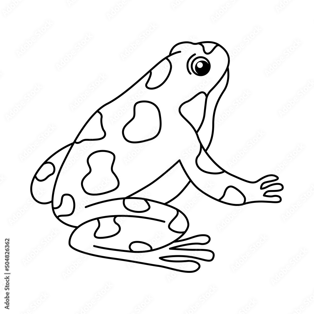 Cute frog cartoon coloring page illustration vector. For kids coloring ...