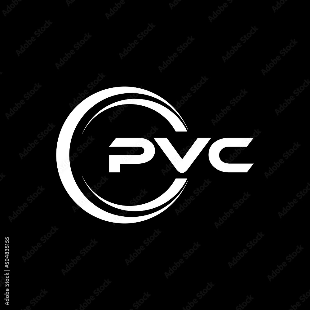 PVC letter logo design with black background in illustrator, vector ...