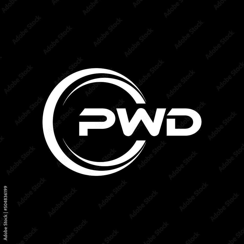 Vector de Stock PWD letter logo design with black background in ...