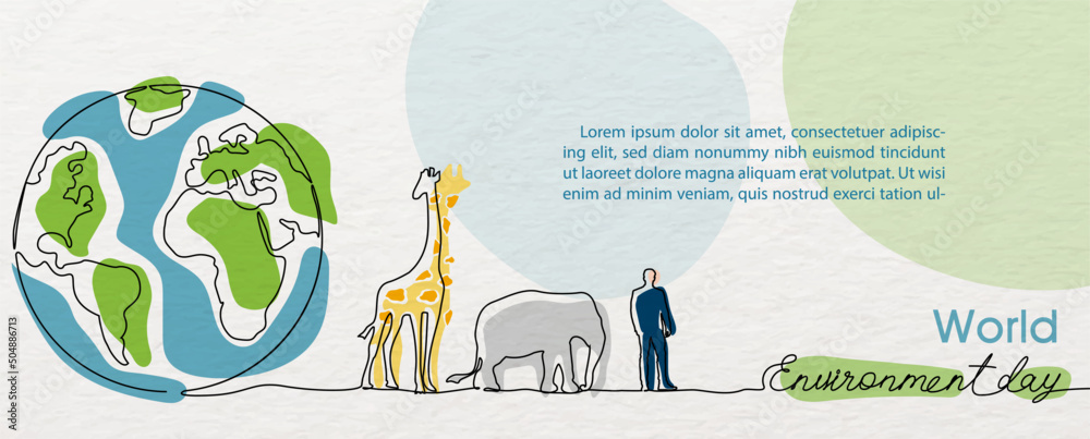 Poster's campaign of World environment day in one line and flat style ...