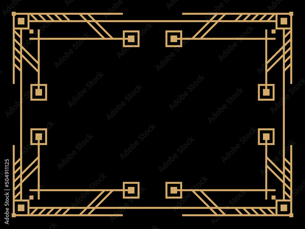 Art deco frame. Vintage linear border. Design a template for ...