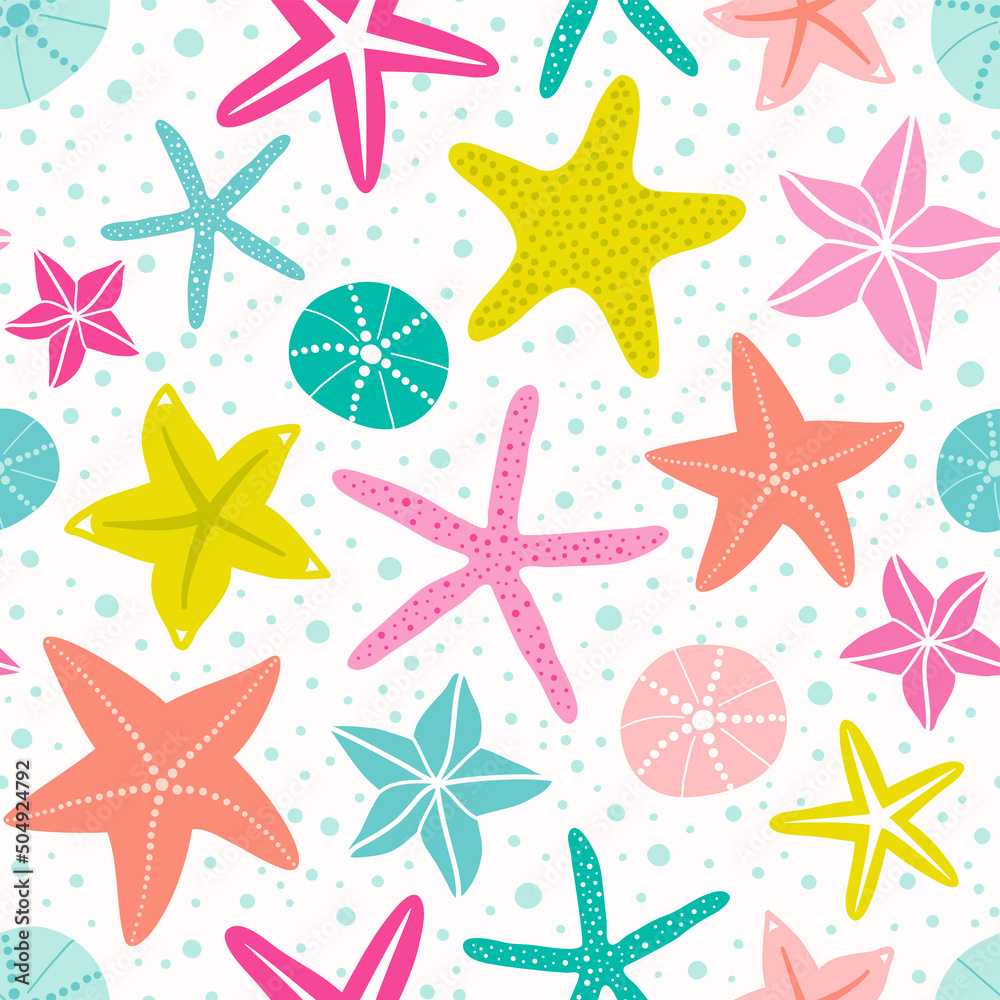 Seamless vector pattern with sea stars in trendy color palette. Great ...