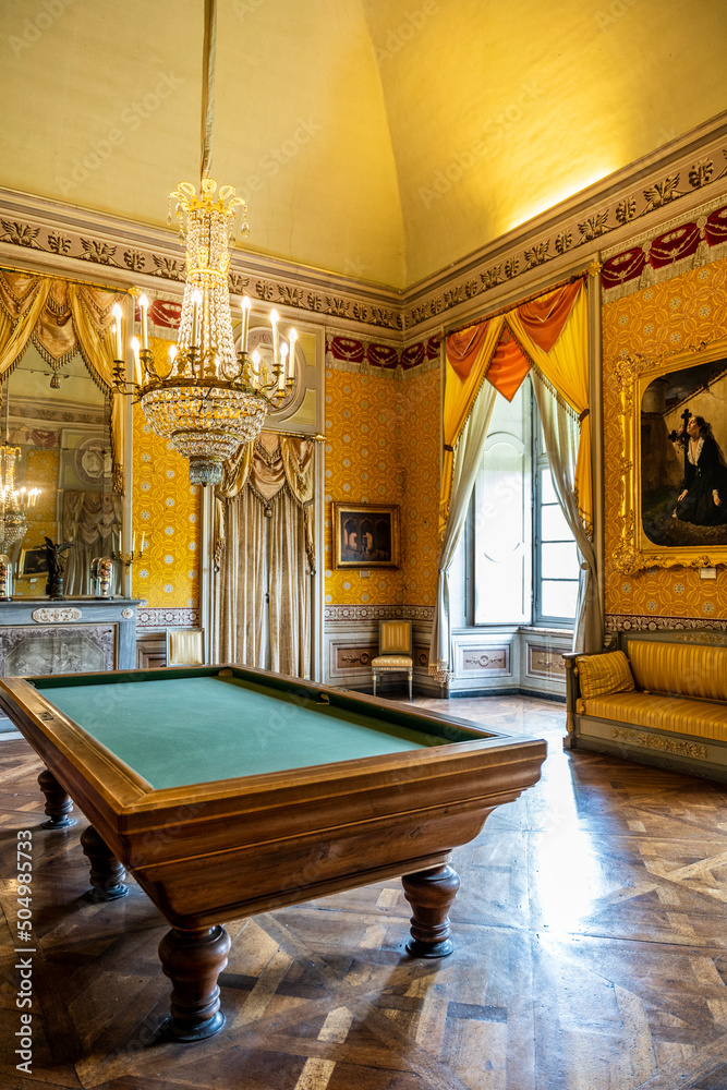 Interior of the Ducal castle of Agliè, built in the 16th century, part ...