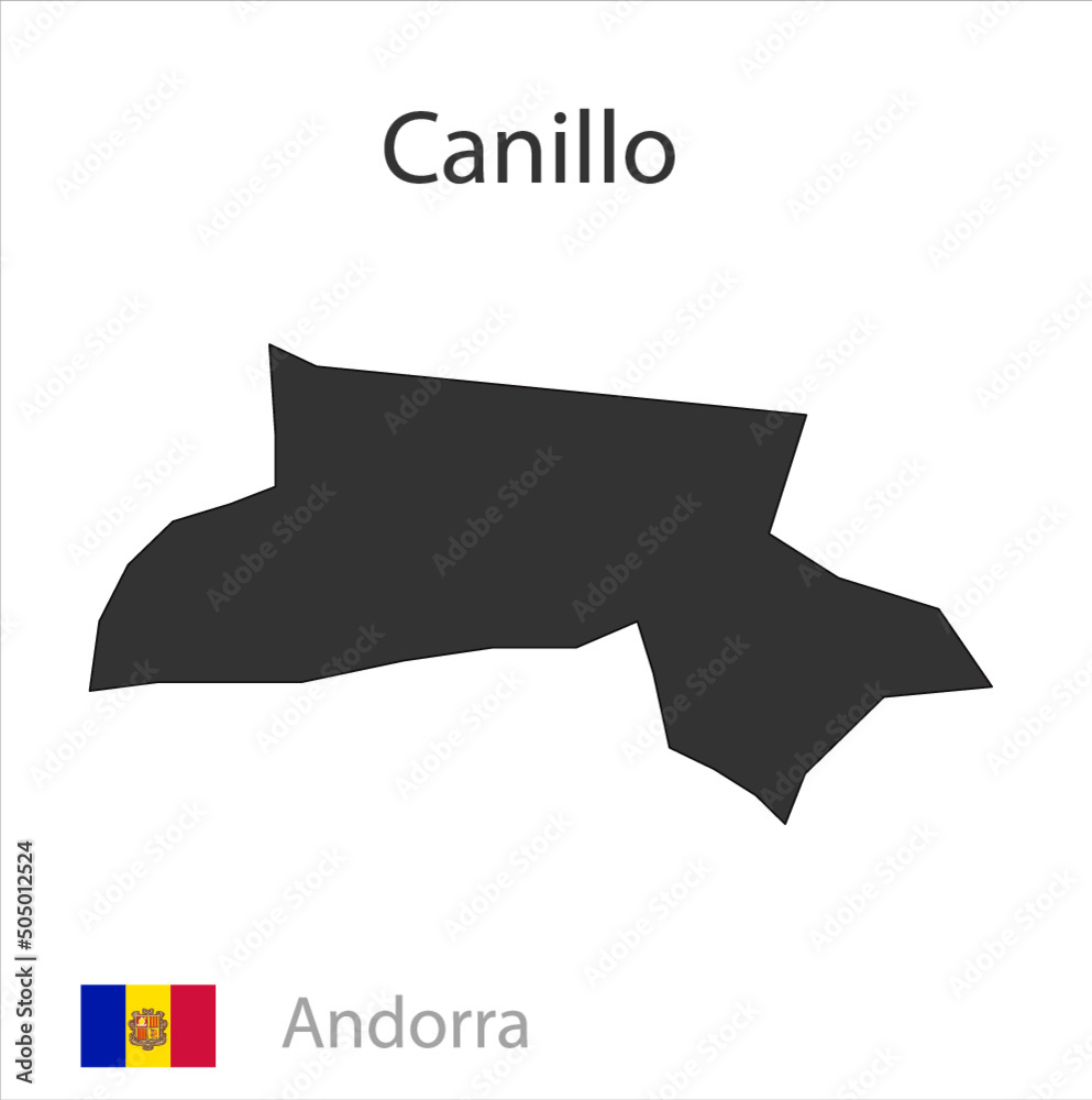 Map of Andorra with borders. Canillo map. Vector illustration. Stock ...