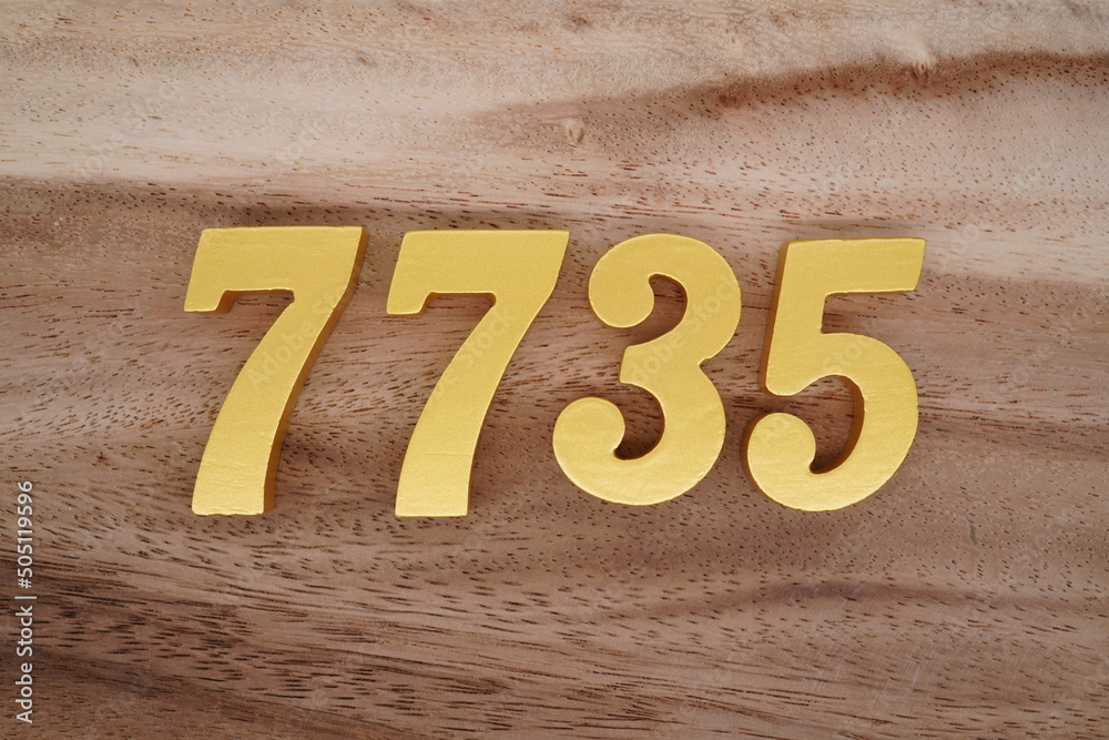 Number 7735 is made of 1 cm thick teak, painted gold on top of real ...