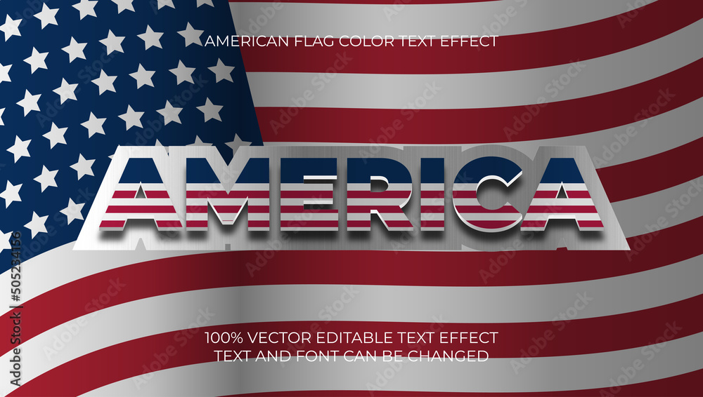 Editable vector American flag color text effect Stock Vector | Adobe Stock