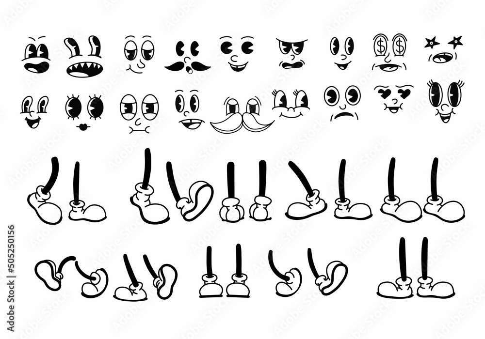 Stock-Illustration „Vintage 50s cartoon and comic happy facial ...