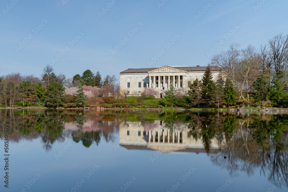 Buffalo History museum long exposure reflection shot with cherry ...