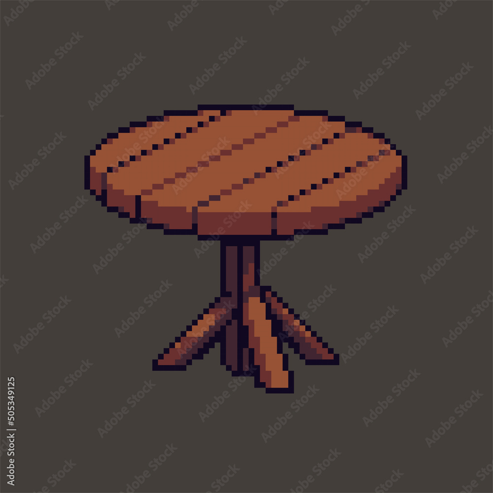 Fully editable wooden table vector pixel art for game development ...