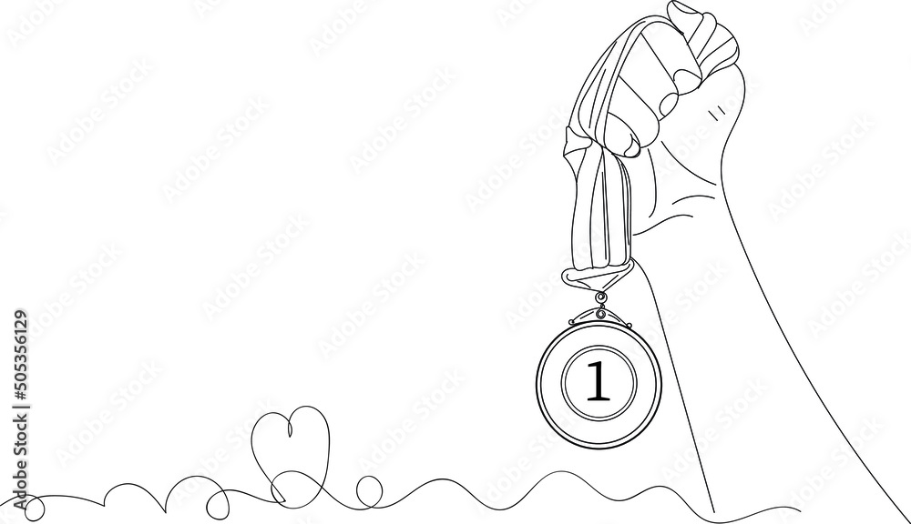 Medal logo, Winning prize silhouette vector, Outline sketch drawing of ...