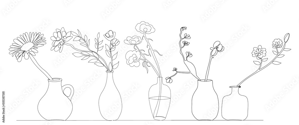continuous line drawing vase
