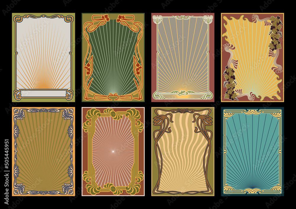 Art Nouveau Decorative Wavy Frames. 1900s - 1920s Modern Style ...