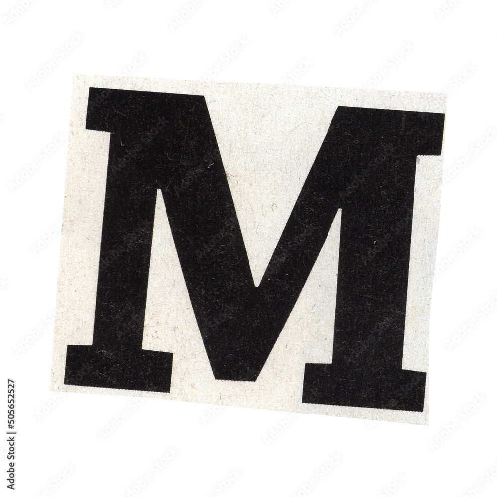 letter m magazine cut out font, ransom letter, isolated collage ...