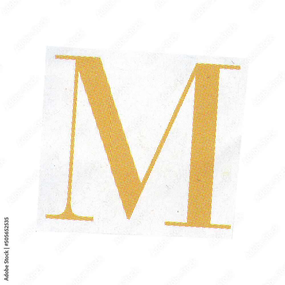 letter m magazine cut out font, ransom letter, isolated collage ...