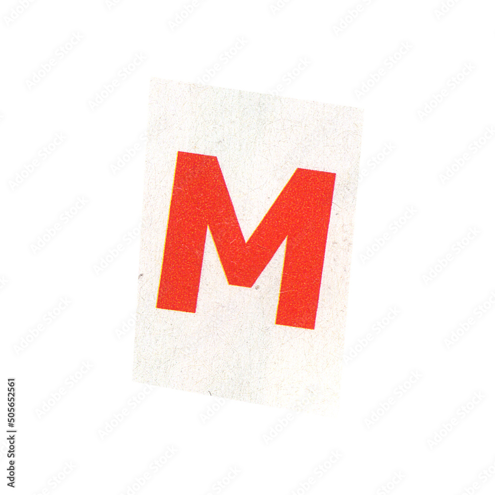 letter m magazine cut out font, ransom letter, isolated collage ...