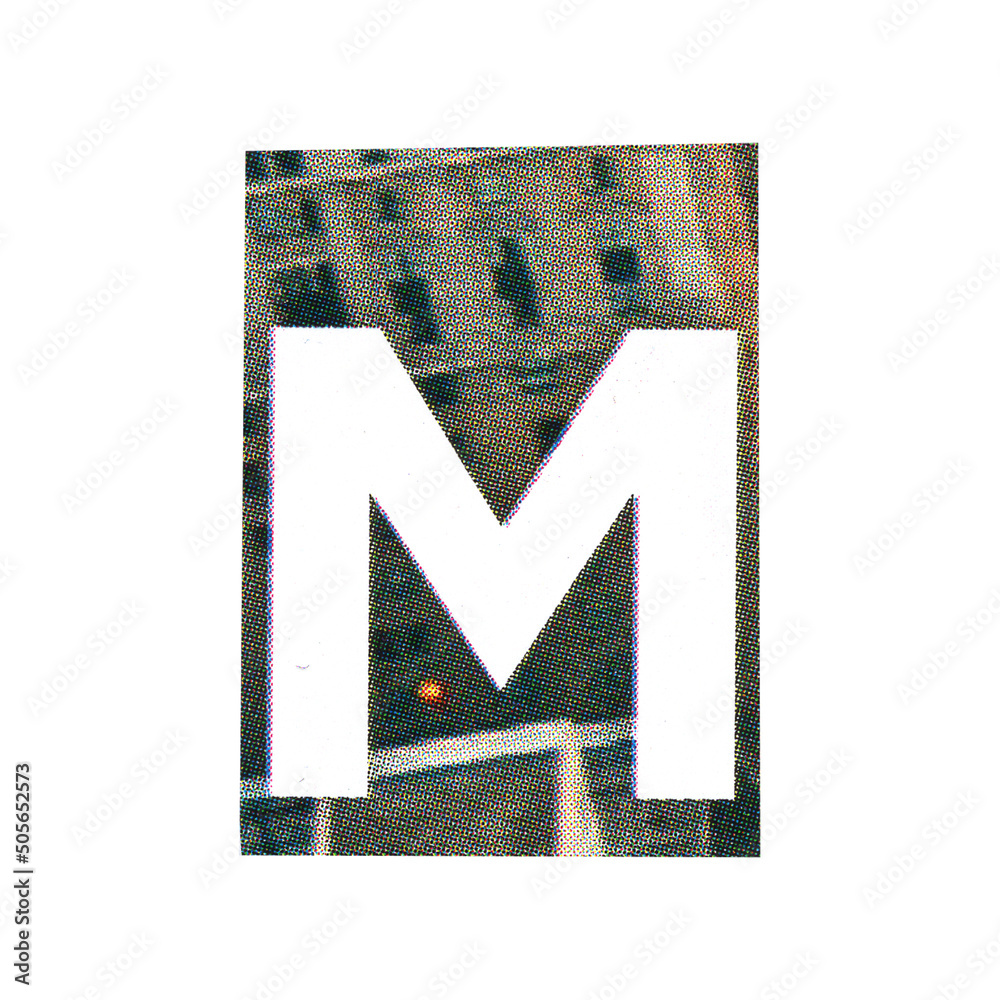 letter m magazine cut out font, ransom letter, isolated collage ...