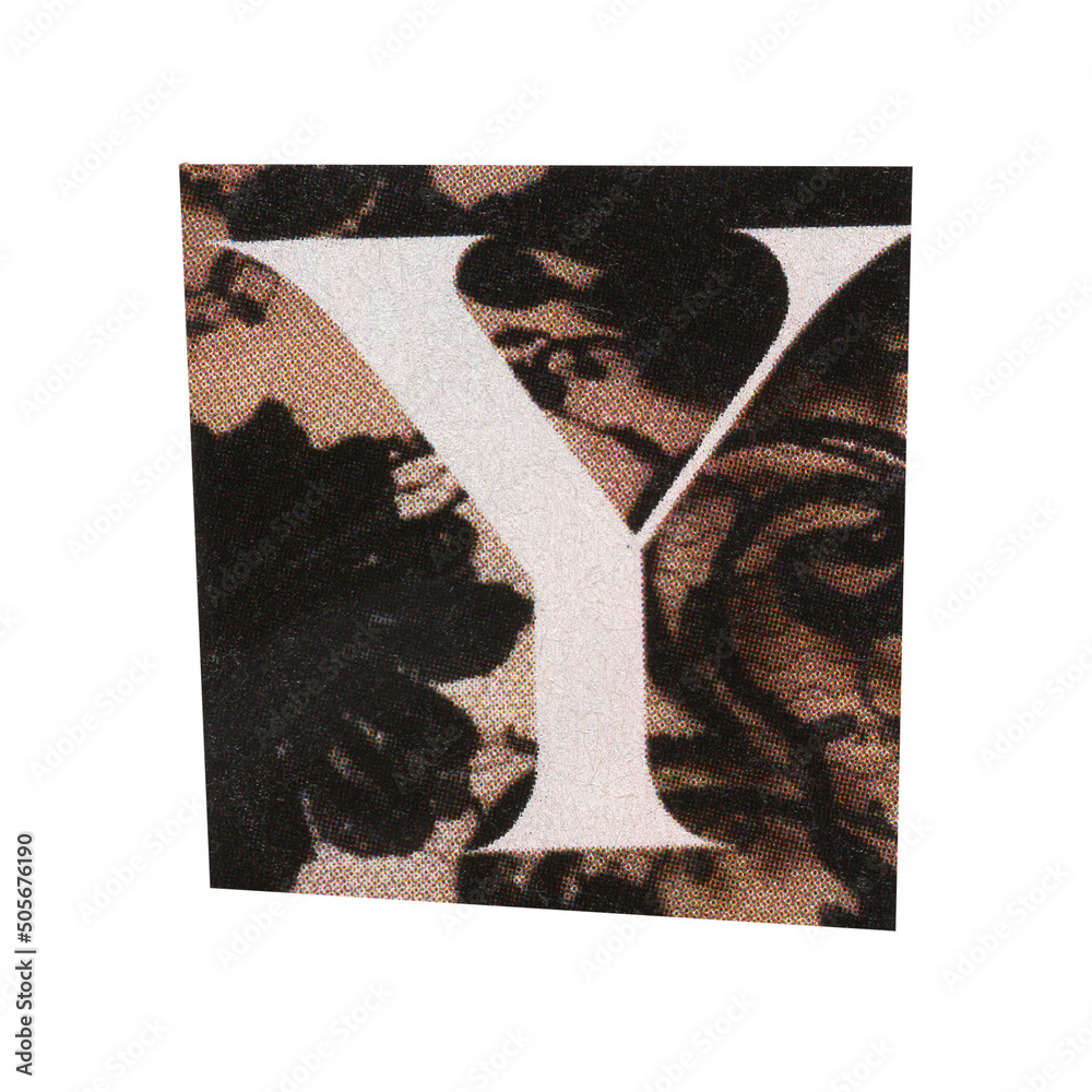 letter y magazine cut out font, ransom letter, isolated collage ...