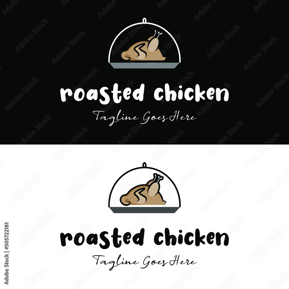 Roasted Oven baked chicken whole for vintage barbecue restaurant hand ...
