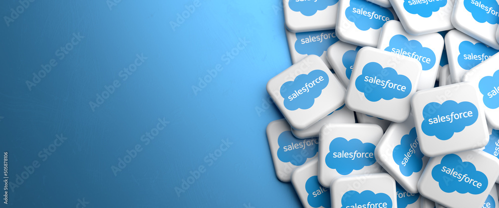 Logos of the company salesforce which offers cloud based solutions for Customer Relationship ...