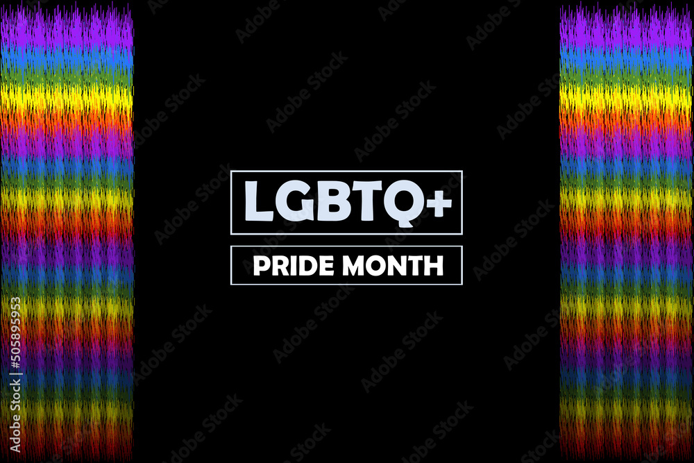 Vector black background with lgbtq colored curtain on both sides in the ...