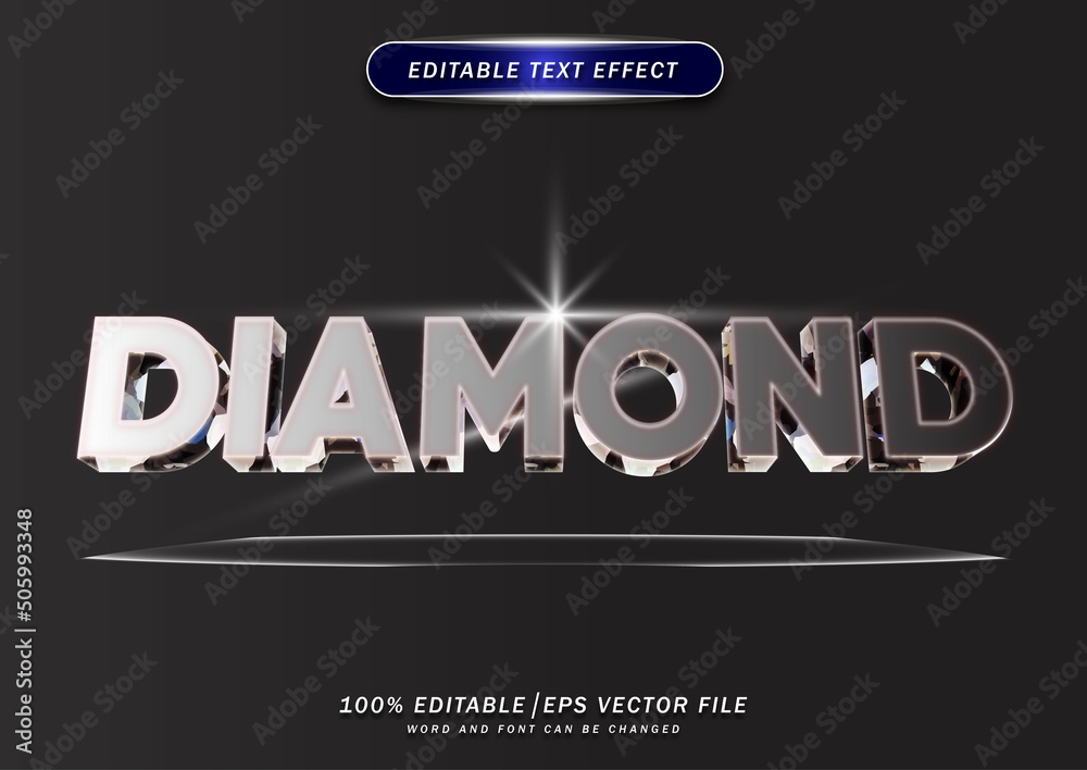 Vector de Stock Diamond text effect. Luxury silver blink font effect ... Vector de Stock Diamond text effect. Luxury silver blink font effect ...