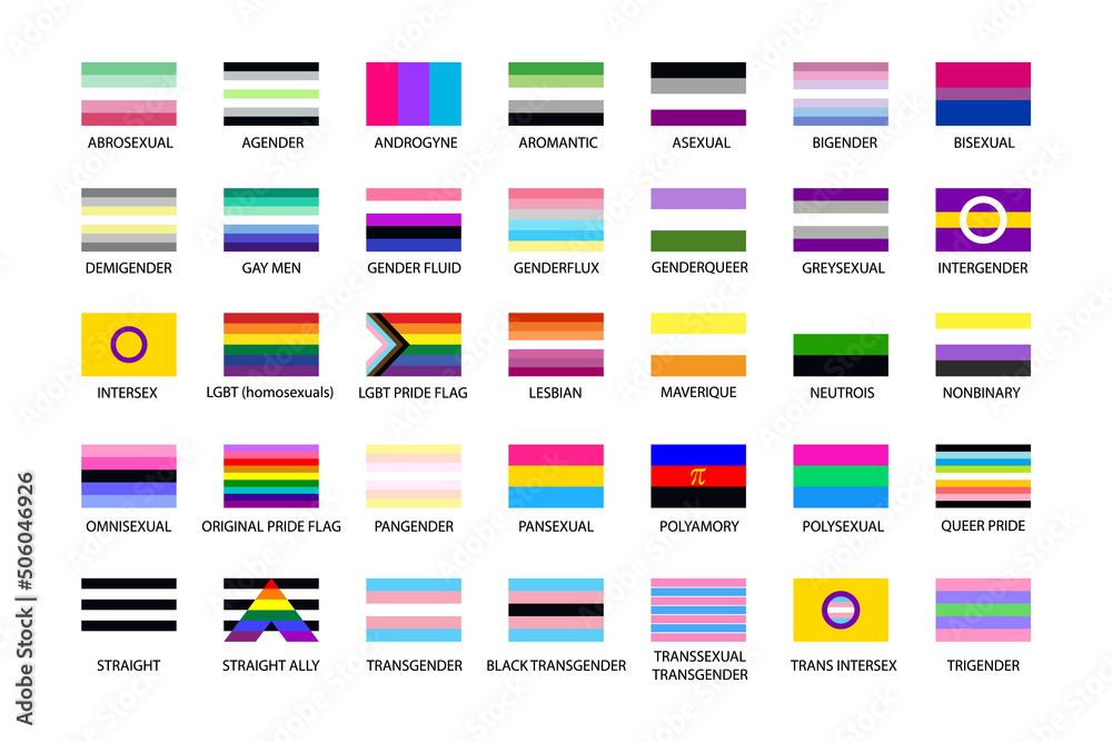 Large set of lgbtq community flags. LGBT Pride Month illustrations ...