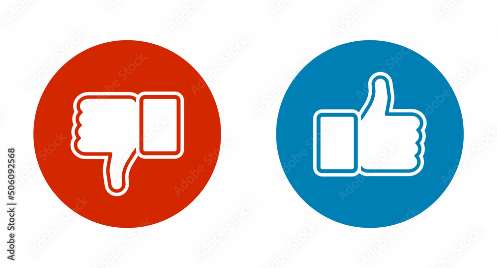 Icon and button thumb, dislike and like symbol. Like and dislike button ...