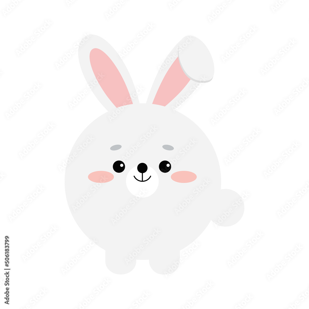 Circle farm rabbit animal face icon isolated on white background. Cute ...