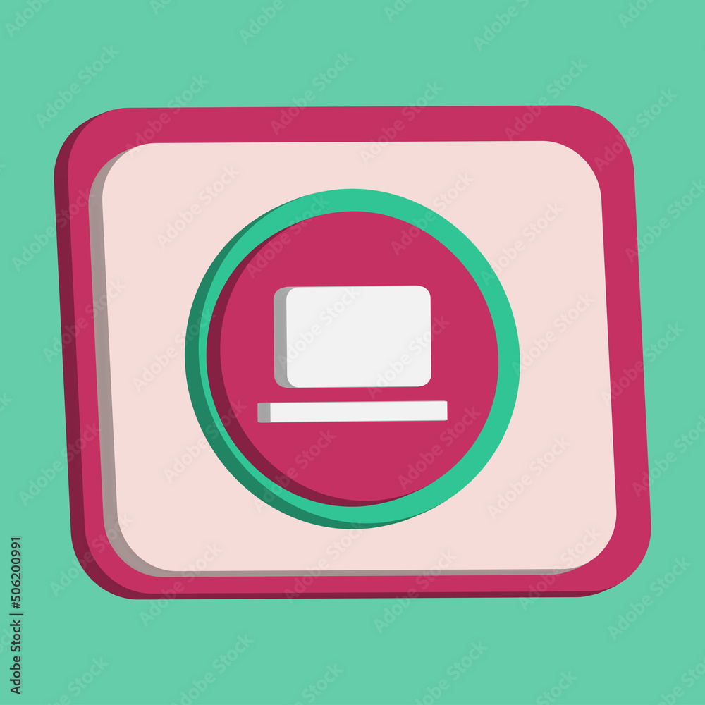 3D computer icon button vector pink background, best for property ...