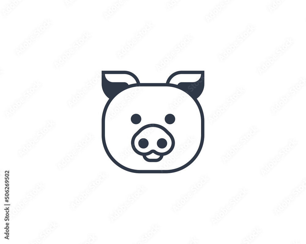 Pig head vector flat emoticon. Isolated Pig face emoji illustration ...