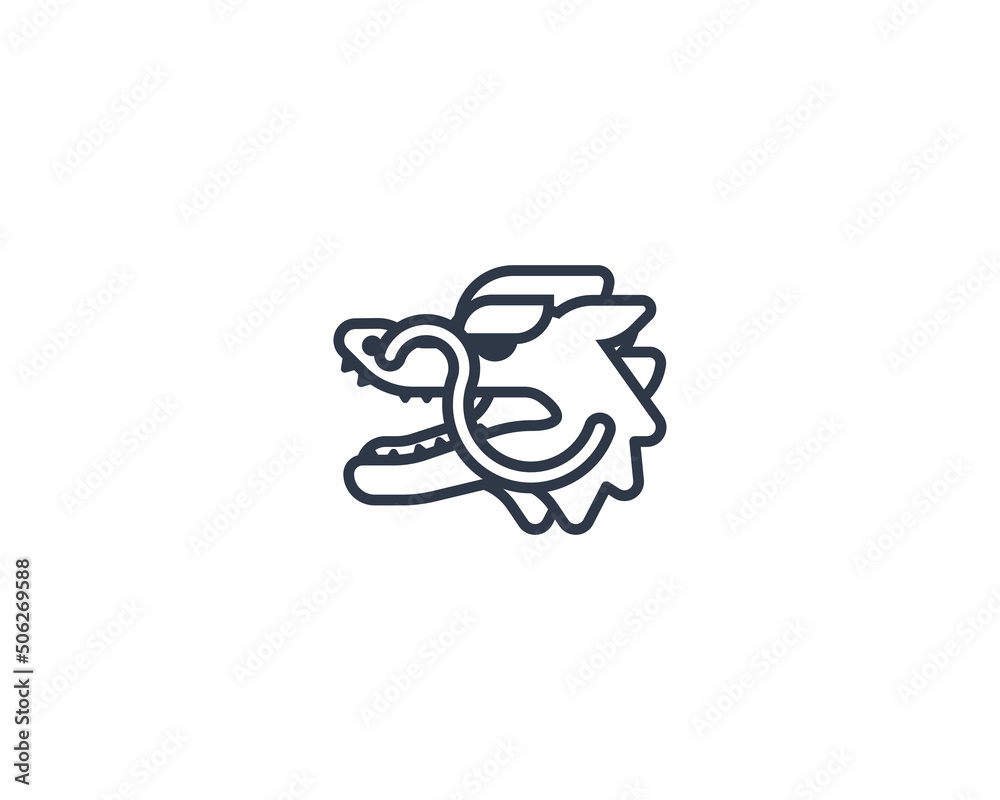 Dragon face vector flat emoticon. Isolated Dragon face emoji ...
