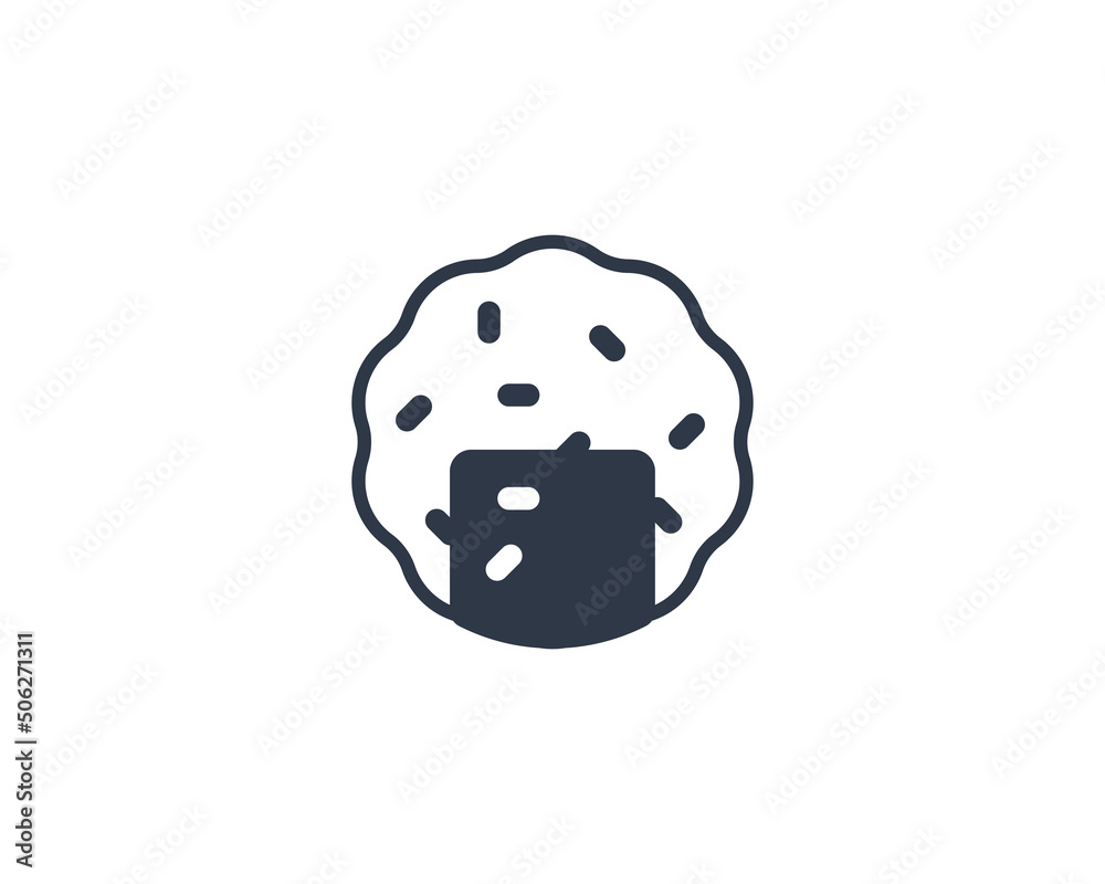 Rice Cracker vector flat emoticon. Isolated Rice Cracker emoji ...