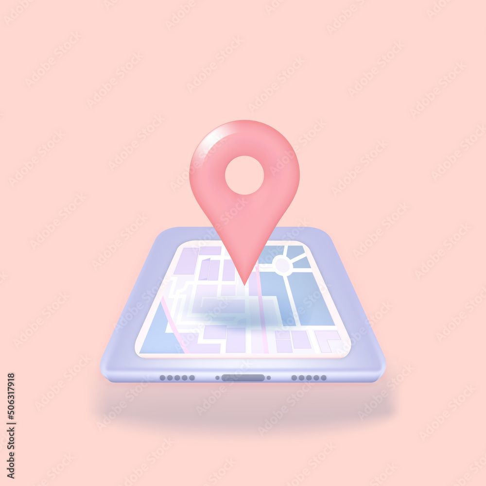 Pin location on mobile map. Checkmark icon. Approvement concept. Geolocation map mark, point ...