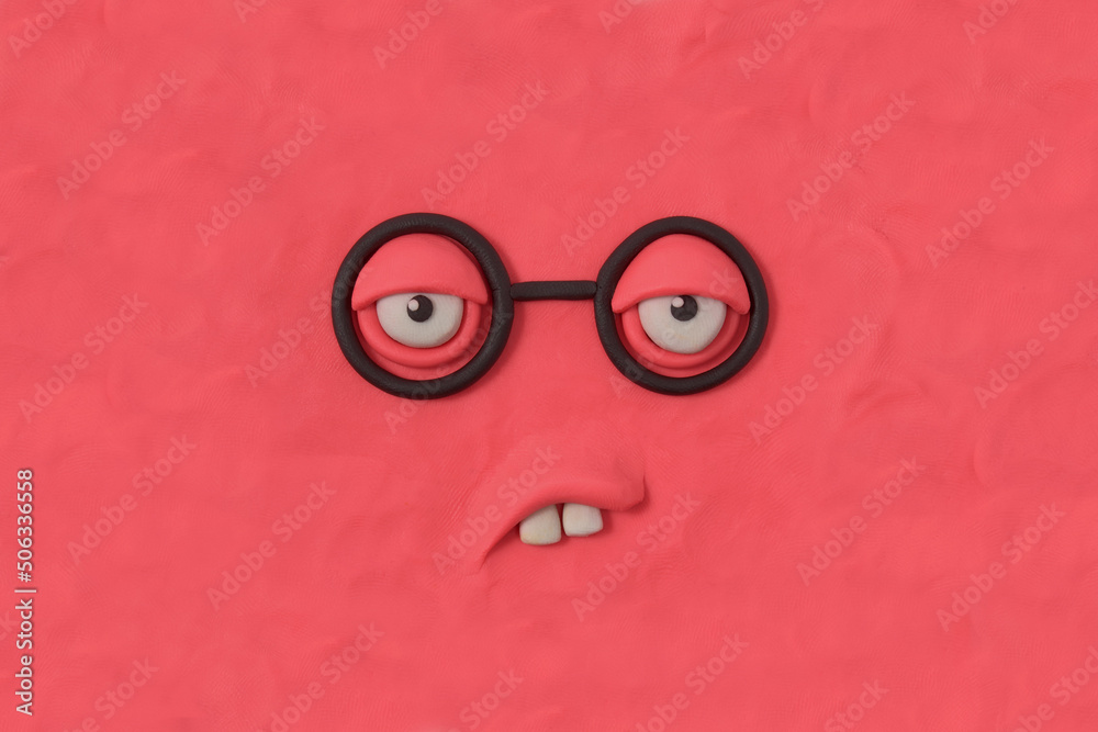 Nerd monster with glasses, fabulous creature made by hand from pink ...