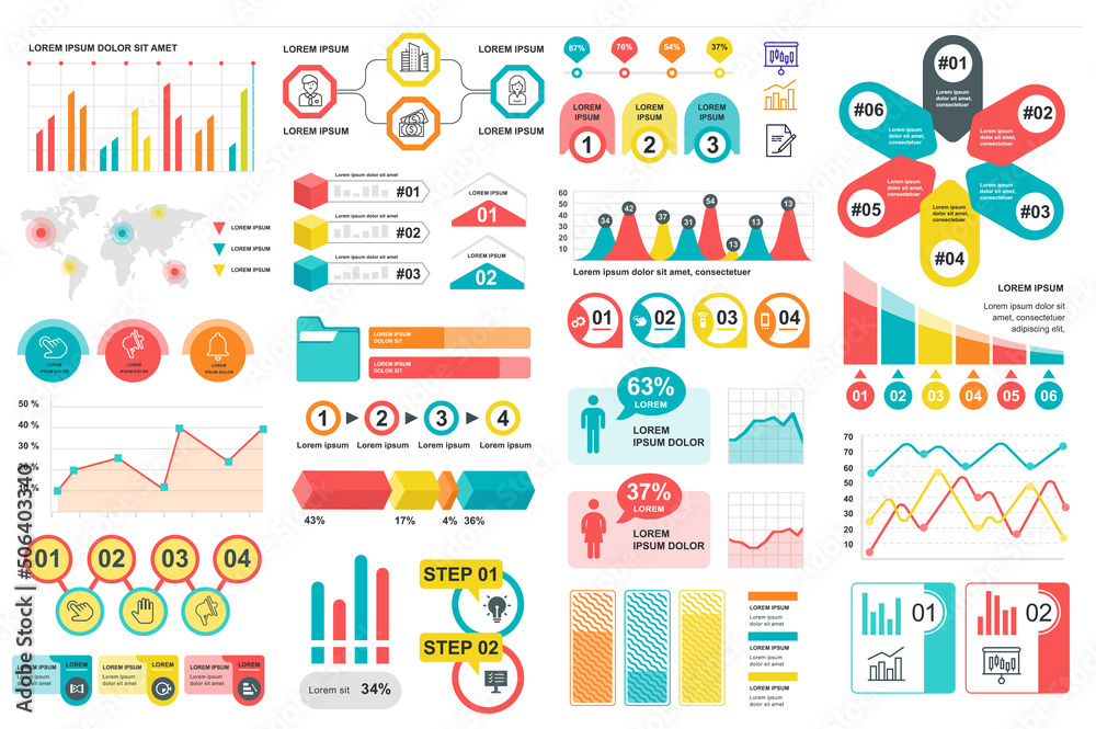 Bundle infographic elements data visualization vector design template ...