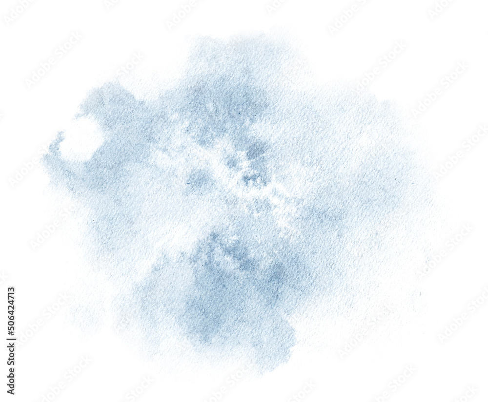 Watercolor blue splash texture background. Hand-drawn wet spot, blob ...