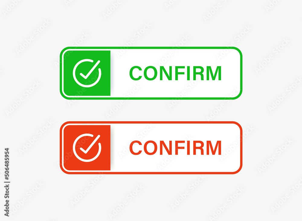 confirm web button with check box icon with correct, accept checkmark ...
