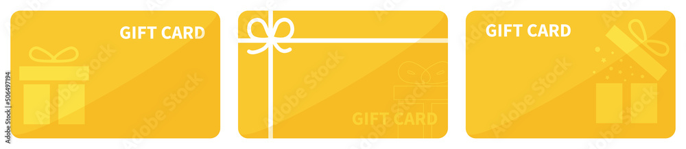 Set of gold gift card icons. Shopping gift cards. Vector illustration ...
