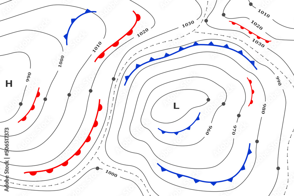 Forecast weather map. Meteorological weather map. Infographic template ...