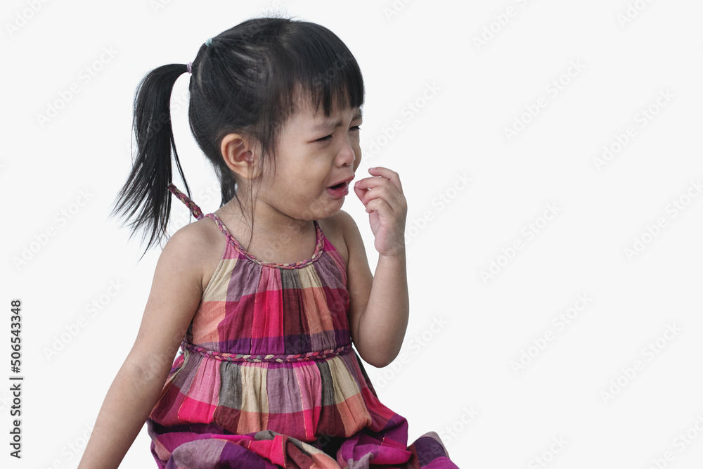 Sad little girl, crying with sadness, depression of hurt and pain on ...