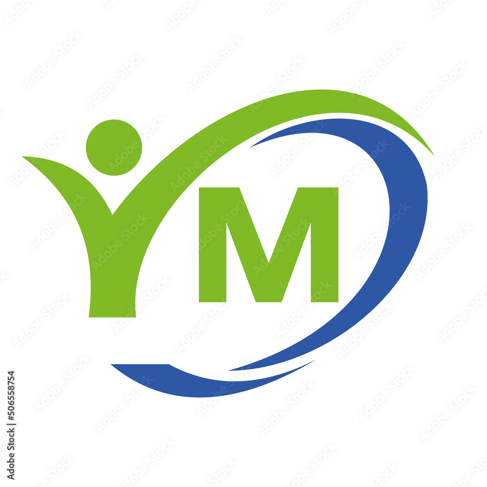 Initial Letter M Logo, Medical Design with Human Symbol. People ...