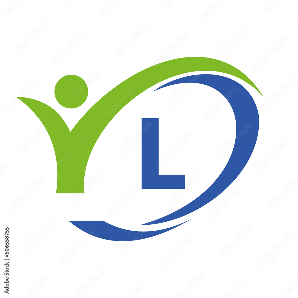 Initial Letter L Logo, Medical Design with Human Symbol. People ...