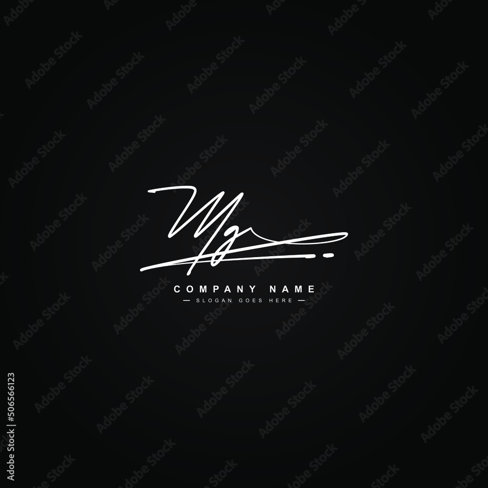 Initial Letter MG Logo - Handwritten Signature Style Logo Stock Vector ...