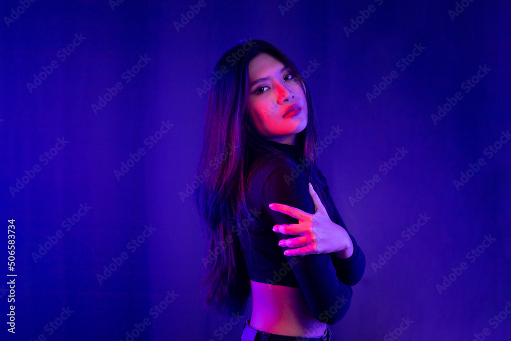 Stylish sexy woman in trendy. Beautiful young asian woman standing pose ... Stylish sexy woman in trendy. Beautiful young asian woman standing pose ...